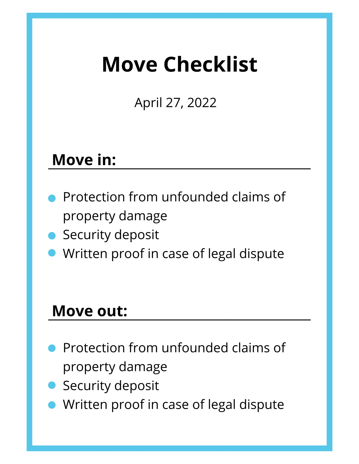 Move-in/Move-out Checklists | eForms Learn